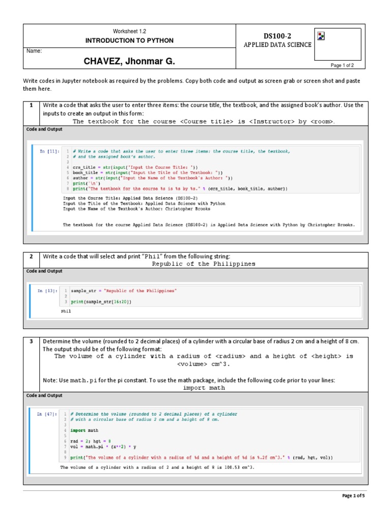 CHAVEZ, Jhonmar G.: Introduction To Python | PDF | Function (Mathematics) | Parameter (Computer ...