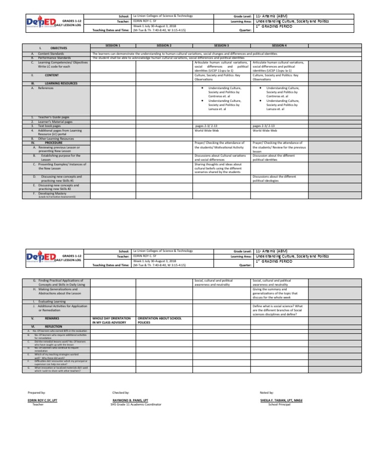 Ucsp Week 1docx | PDF | Learning | Teaching Method