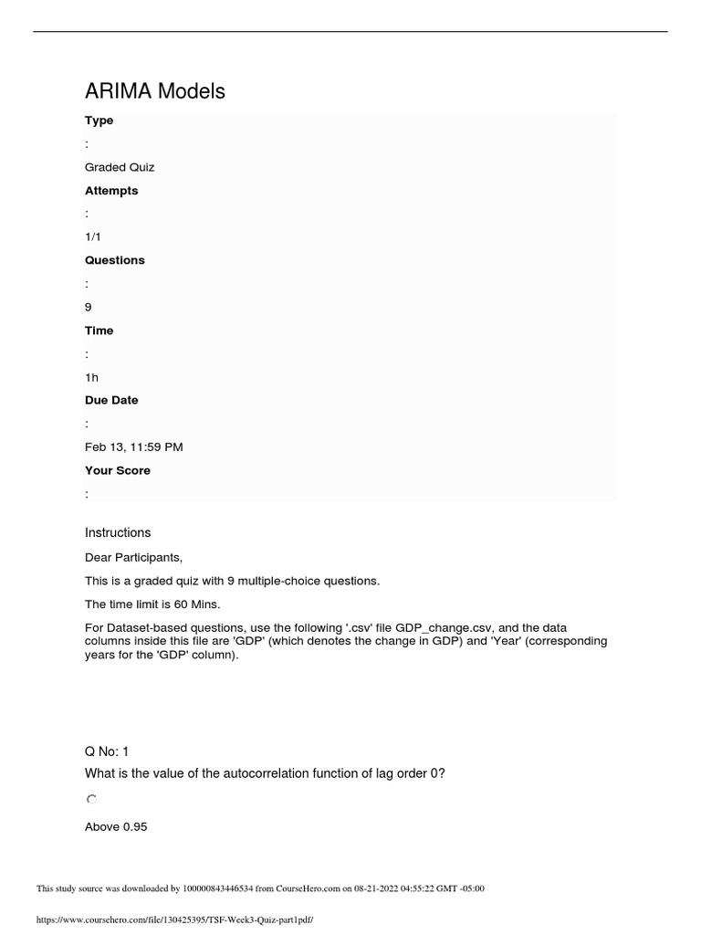 ARIMA Models: Instructions | PDF | Autoregressive Integrated Moving ...