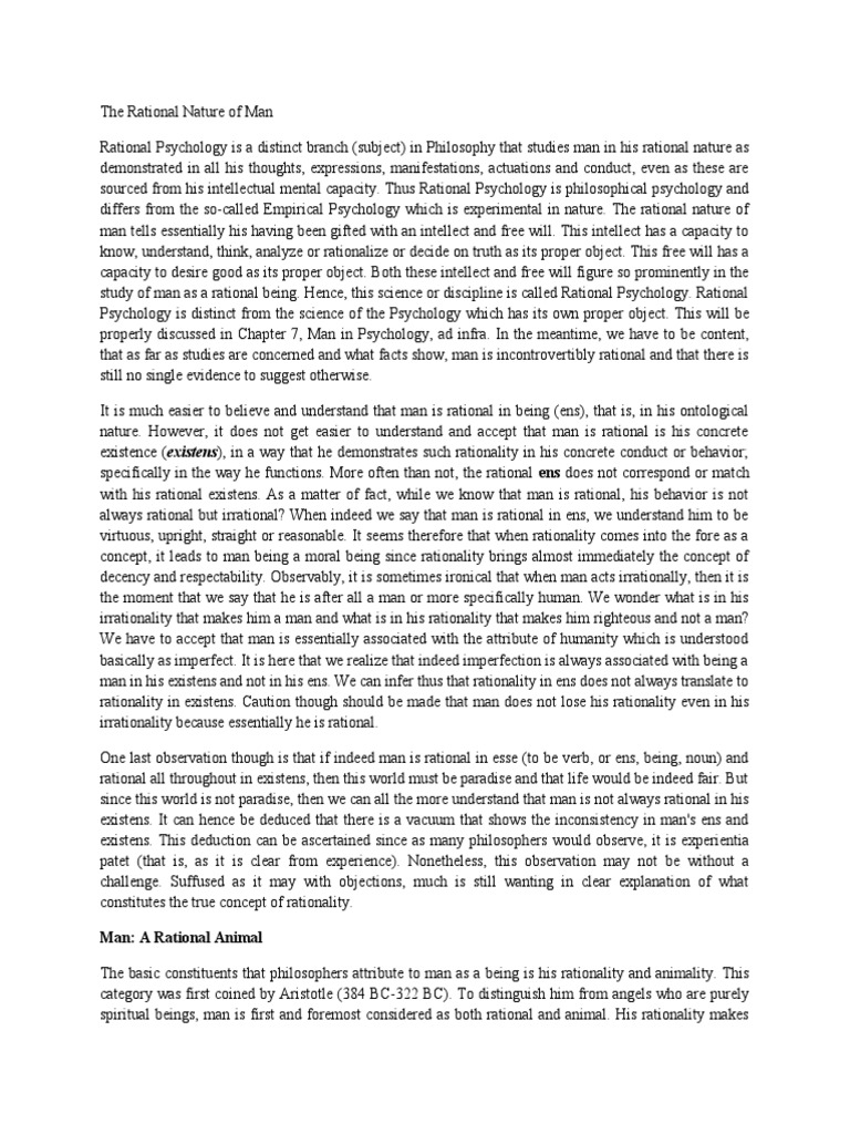 The Rational Nature of Man | PDF | Rationality | Soul