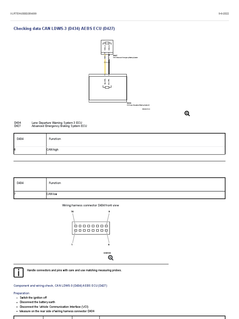 Checking Data CAN LDWS-3 (D434) AEBS ECU (D427) | PDF | Electrical ...