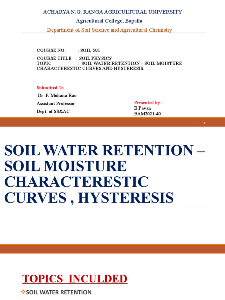 Soil Water Retention - Soil Moisture Characterestic Curves | PDF ...