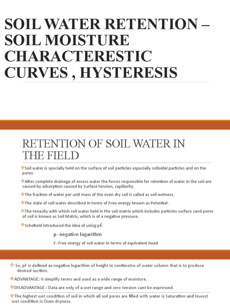 Soil Water Retention - Soil Moisture Characterestic Curves | PDF ...