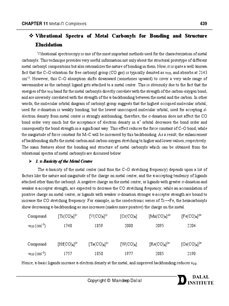 ATOICV1 11 2 Vibrational Spectra of Metal Carbonyls For Bonding and ...