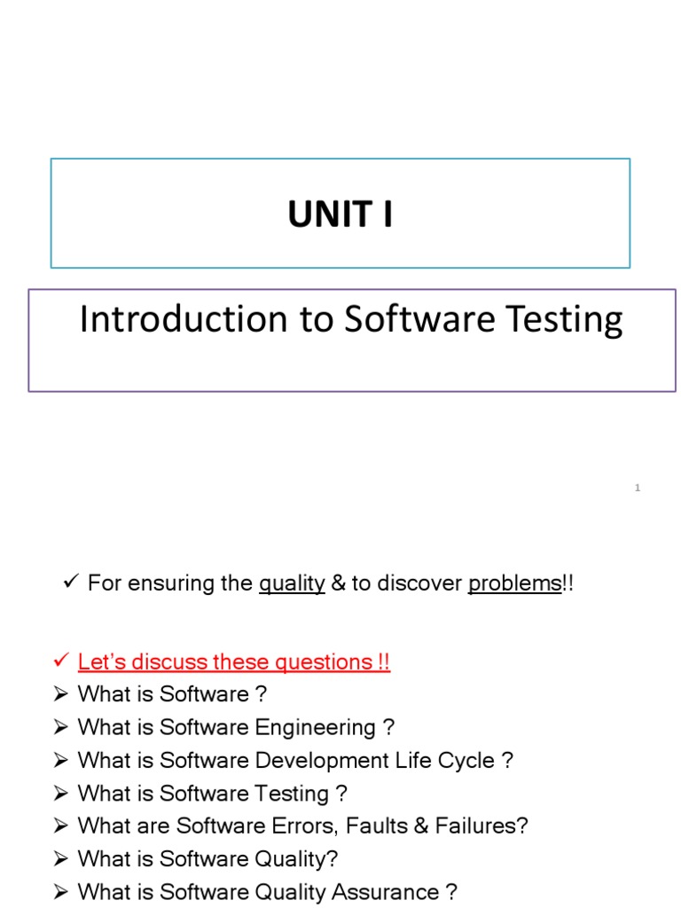Unit I: Introduction To Software Testing | PDF | Software Testing ...