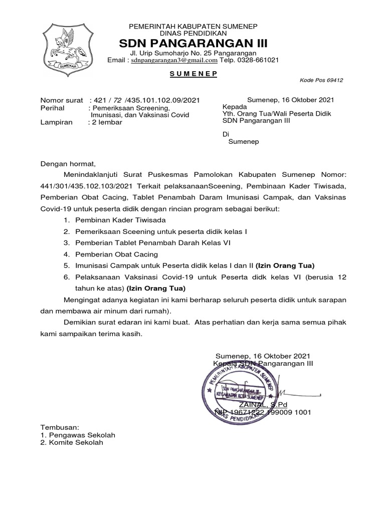 Surat Edaran Imunisasi Dan Vaksin | PDF