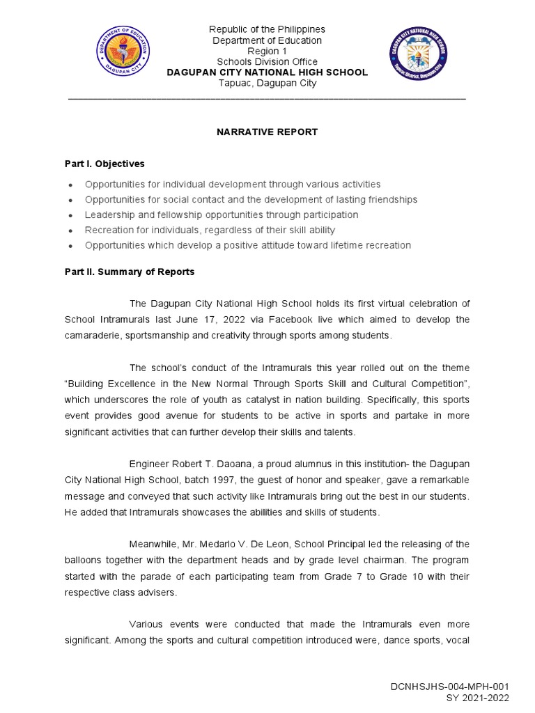 Virtual Intramurals 2022 Narrative Report | PDF