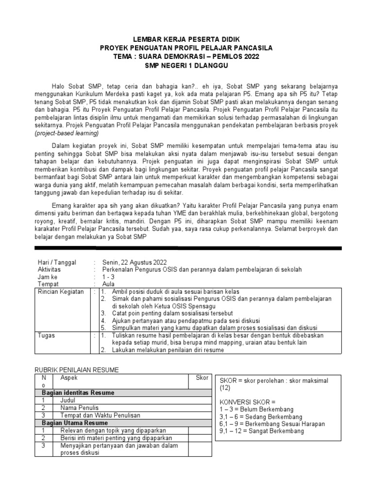 Lembar Kerja Peserta Didik | PDF