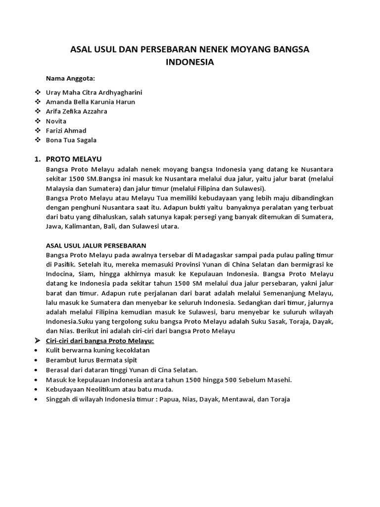 Asal Usul Nenek Moyang Indonesia | PDF | Ilmu Sosial | Perjalanan