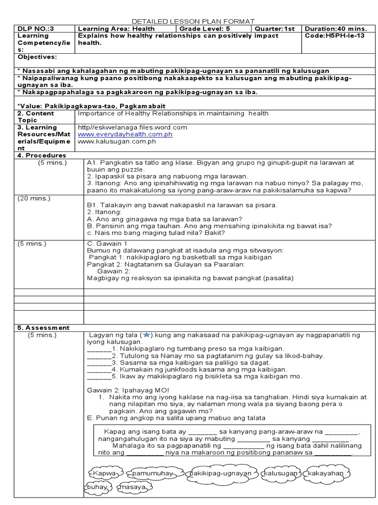 Detailed Lesson Plan in Health 5-3 | PDF