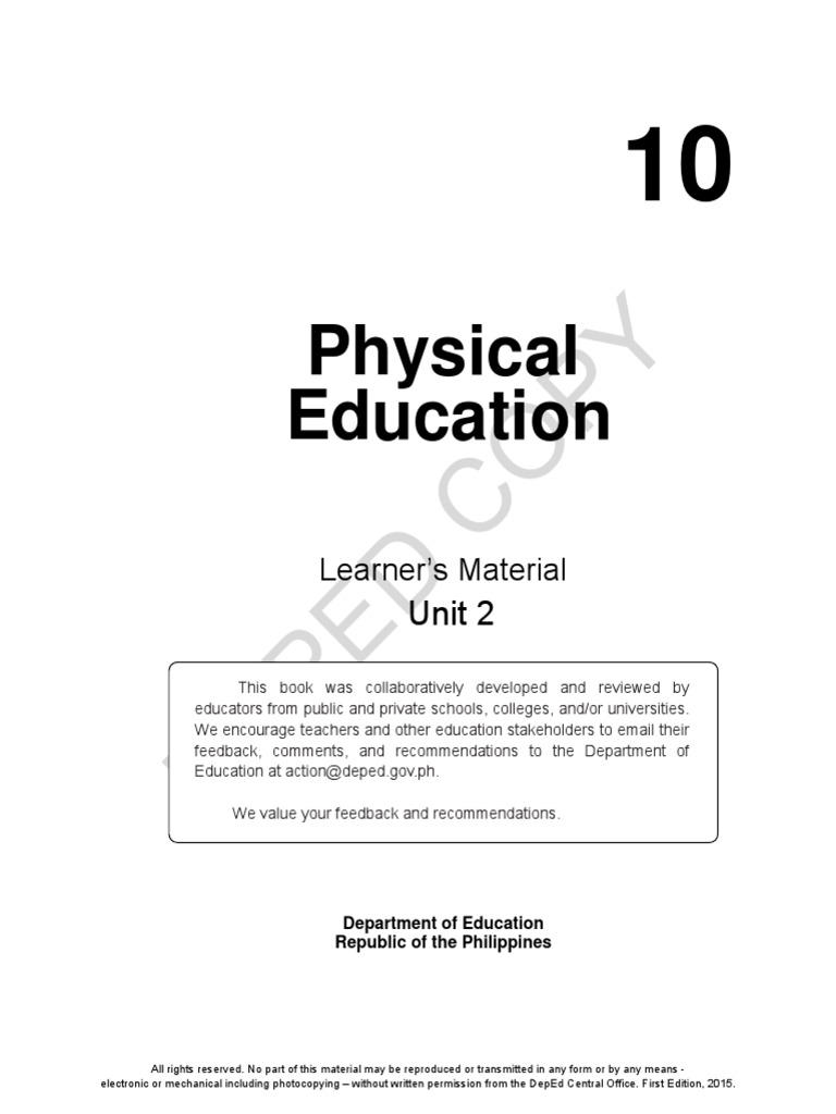 Grade 10 LM P.E. 10 - Quarter 2 | PDF Grade 10 LM P.E. 10 - Quarter 2 | PDF