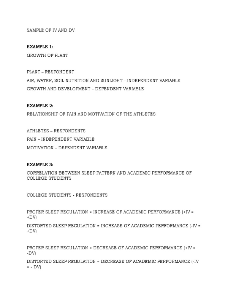 Sample of Iv and DV | PDF