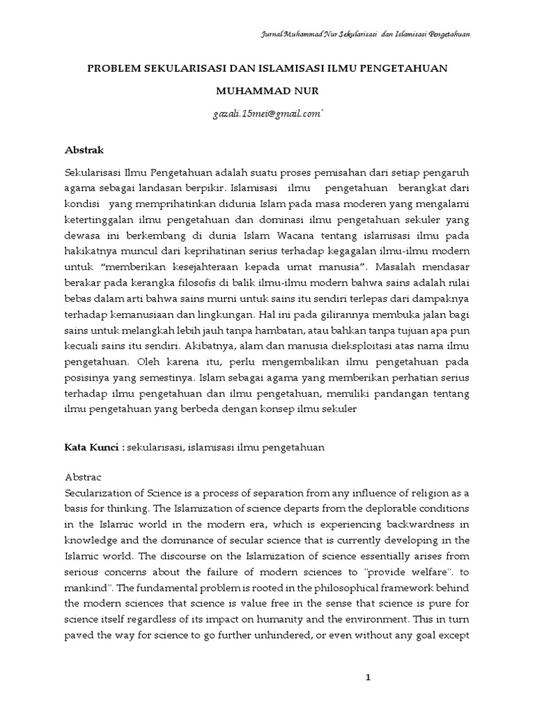 Sekularisasi vs Islamisasi Ilmu | PDF | Sejarah