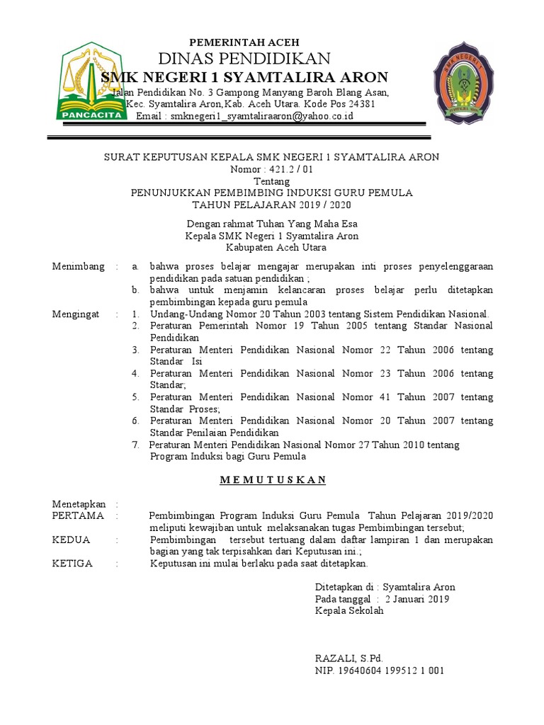 SK Penunjukan Pembimbing | PDF