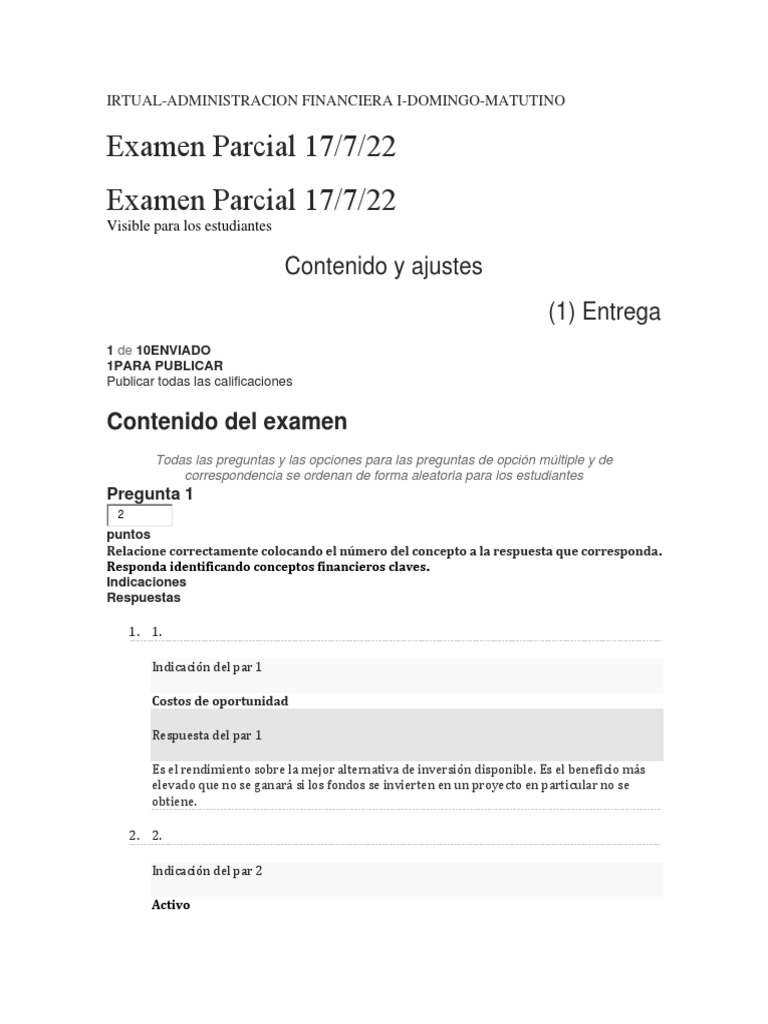 Examen Parcial Admin Fimanc I PDF | PDF | Interés | Inversiones