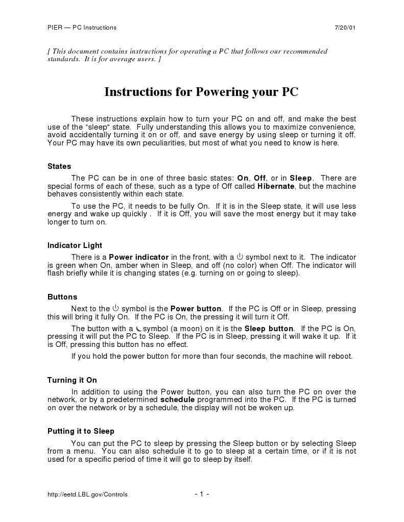 Instructions PC 7 01 | PDF | Sleep | Computer Hardware