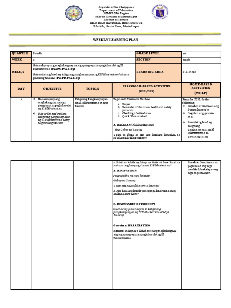 Week 2 Day 1 Filipino | PDF