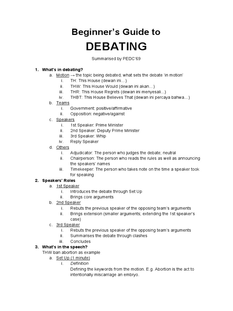 Debating 101 | PDF | Abortion | Argument