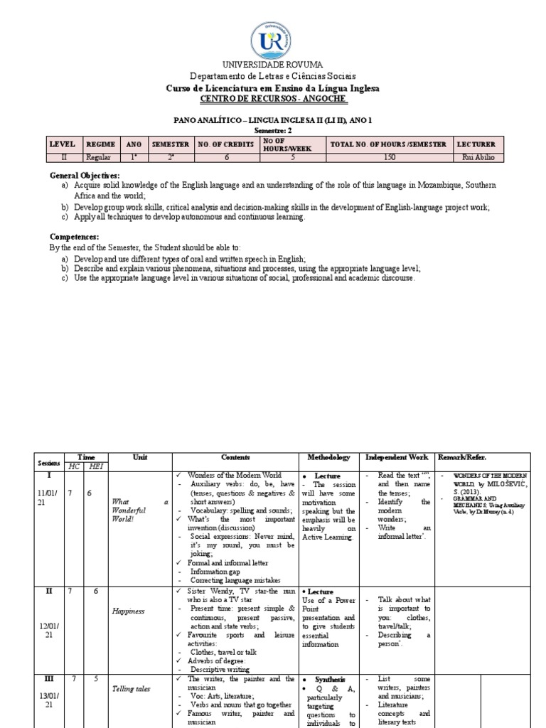 2nd Semester LI 2 Schem of Work | PDF | Verb | Oxford University Press