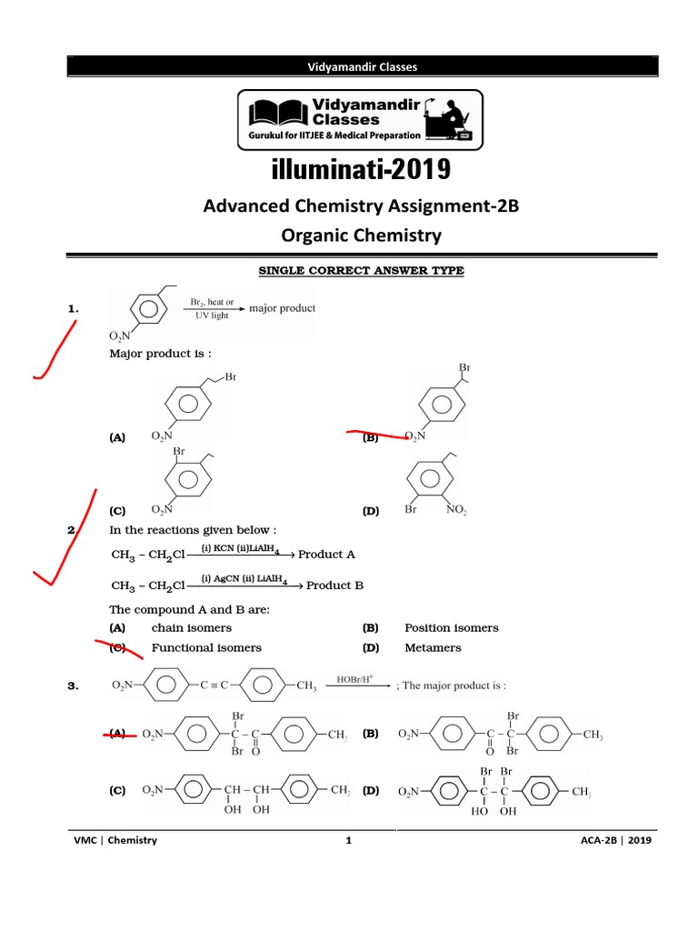 Advanced Organic Chemistry Assignment | PDF | Chemical Reactions | Alkene
