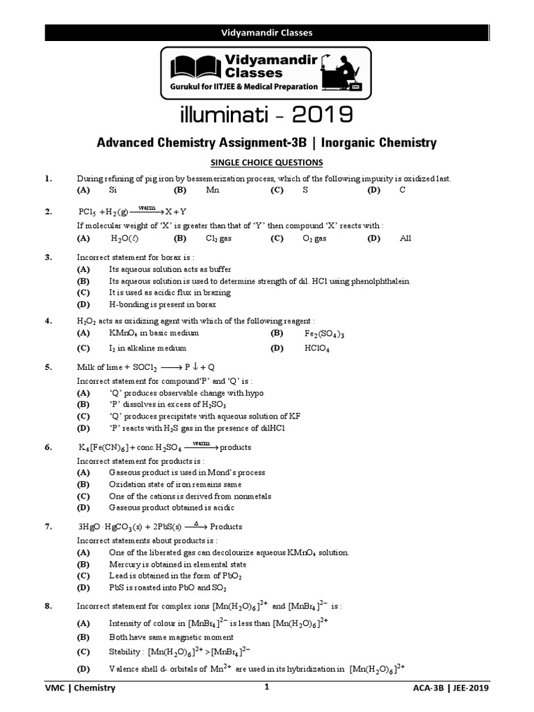 ACA-3B Full Inorganic Chemistry Class (11+12) (152 Questions+Answers ... ACA-3B Full Inorganic Chemistry Class (11+12) (152 Questions+Answers ...