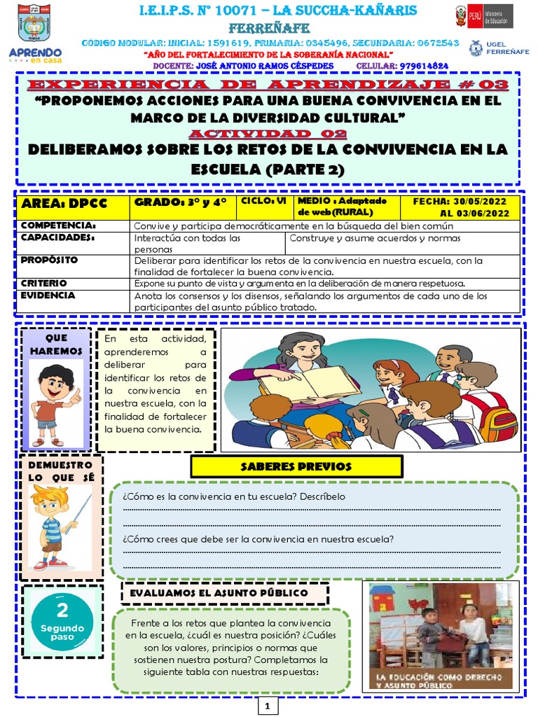 DPCC RURAL 3° y 4° Exp. 3 Sesión 2 | PDF