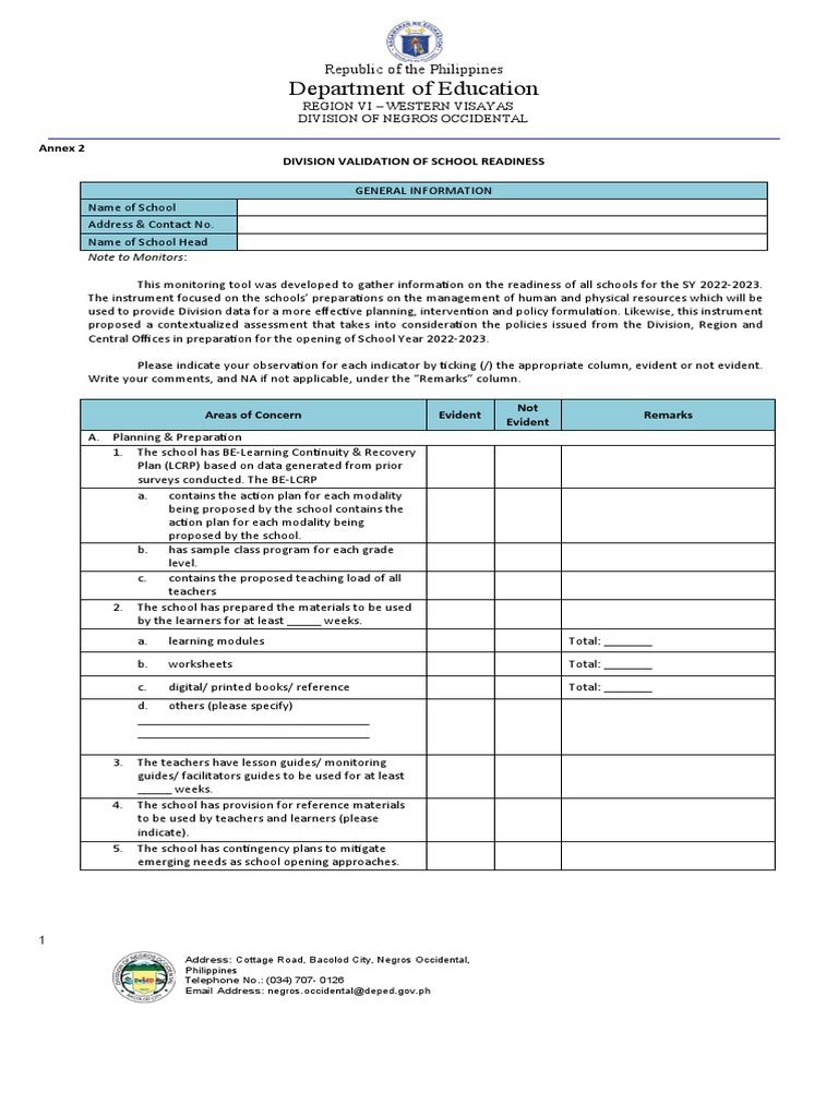 2022-School-Readiness-Tool-1 | PDF