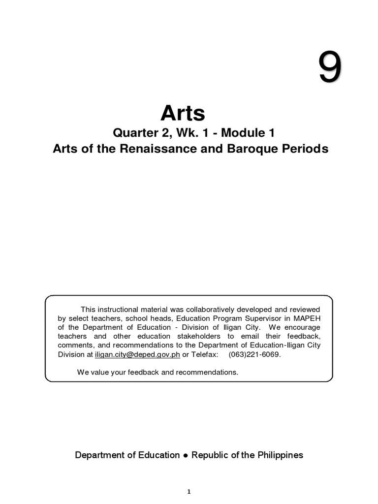Arts9_Q2_Mod1 | PDF | Composition (Visual Arts) | Aesthetics
