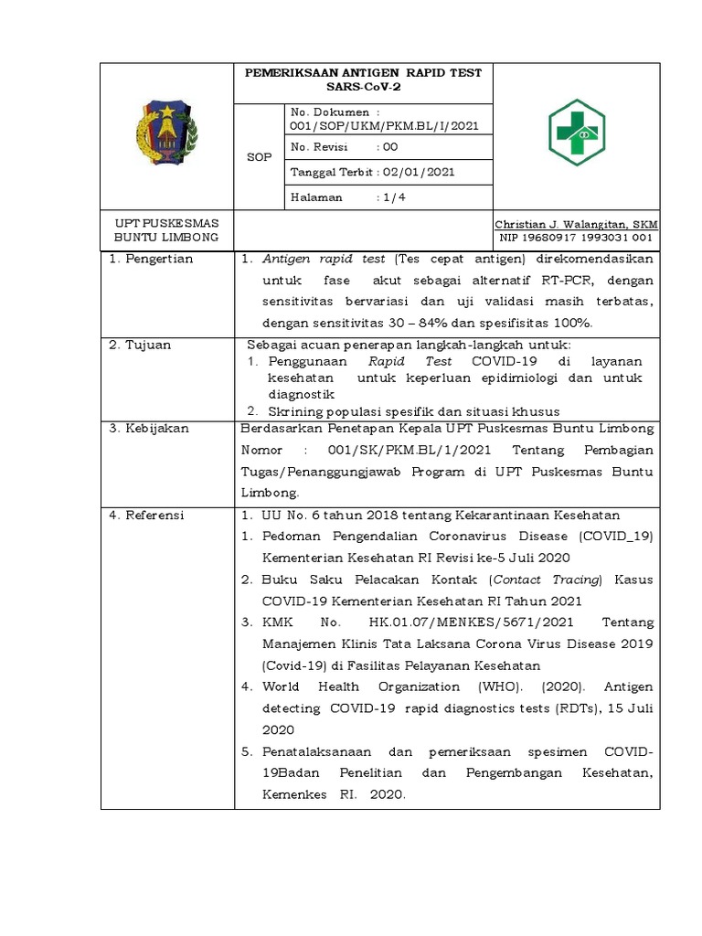 DETEKSI CEPAT ANTIGEN SARS-CoV-2 | PDF