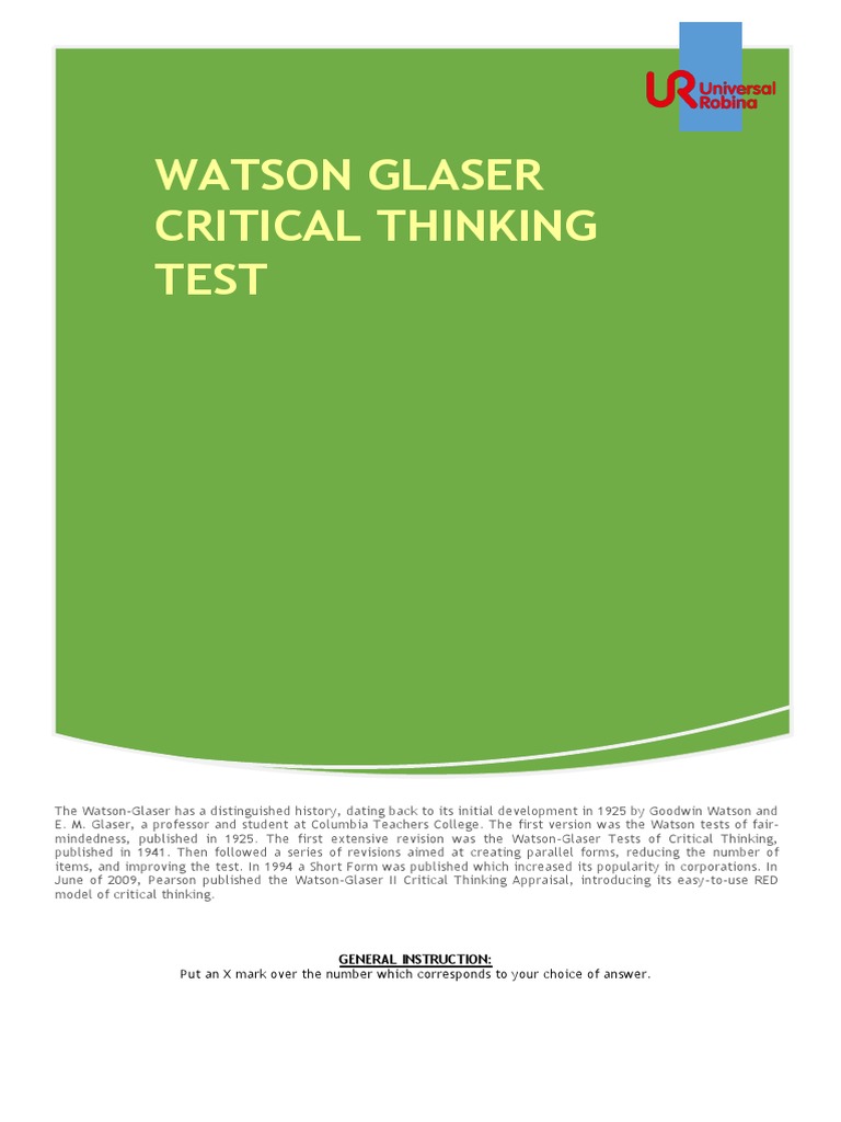 Watson-Glaser Critical Thinking Test | PDF | Inference | Critical Thinking