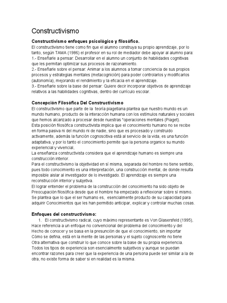 Constructivismo | PDF | Constructivismo (filosofía de la educación) | Conocimiento