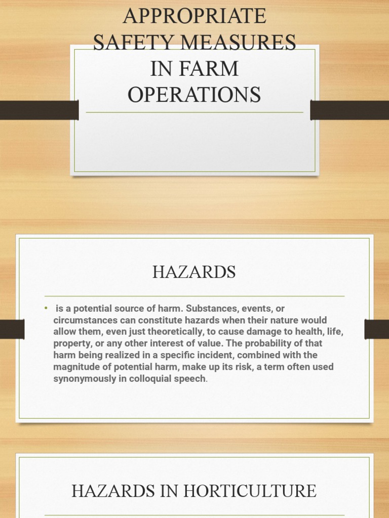Appropriate Safety Measures in Farm Operations | PDF | Hazards | Labor ...