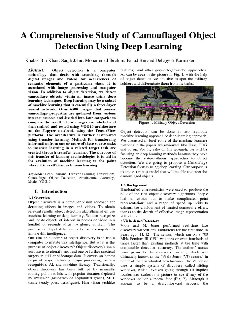 A Comprehensive Study of Camouflaged Object Detection Using Deep Learning | Download Free PDF ...