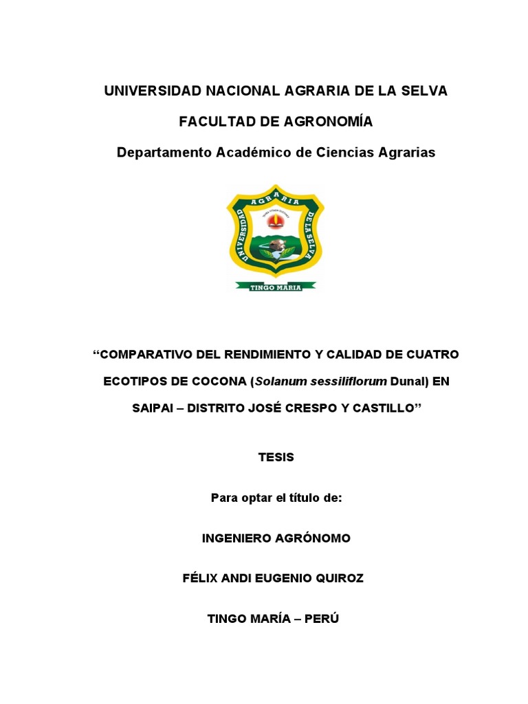 Análisis comparativo del rendimiento y calidad de cuatro ecotipos de ...