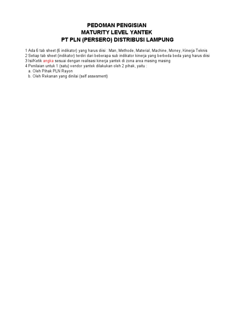 Form Maturity Level Yantek Tw2 MTR | PDF