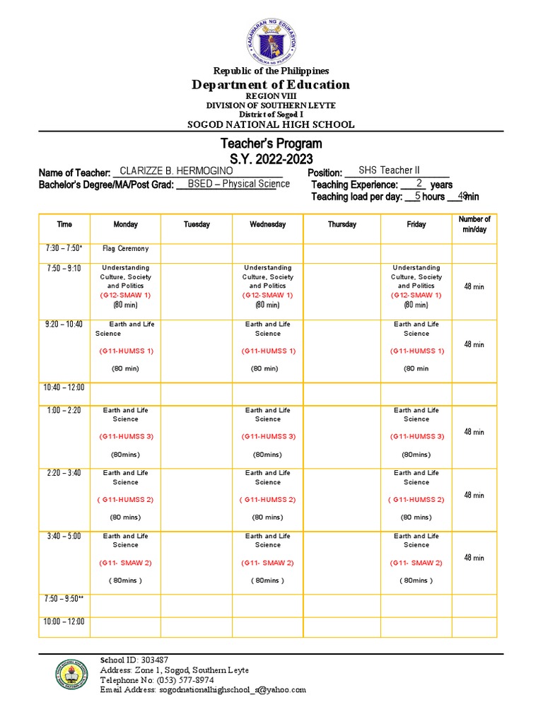 Department of Education: Teacher's Program S.Y. 2022-2023 | PDF ...