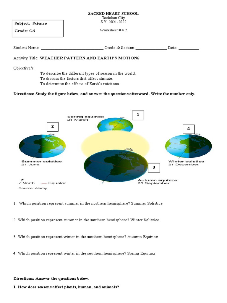 Subject: Science Grade: G6: Sacred Heart School | PDF