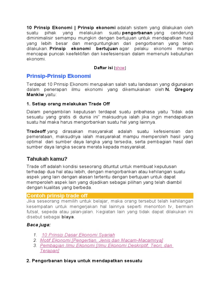 10 Prinsip Ekonom1 | PDF