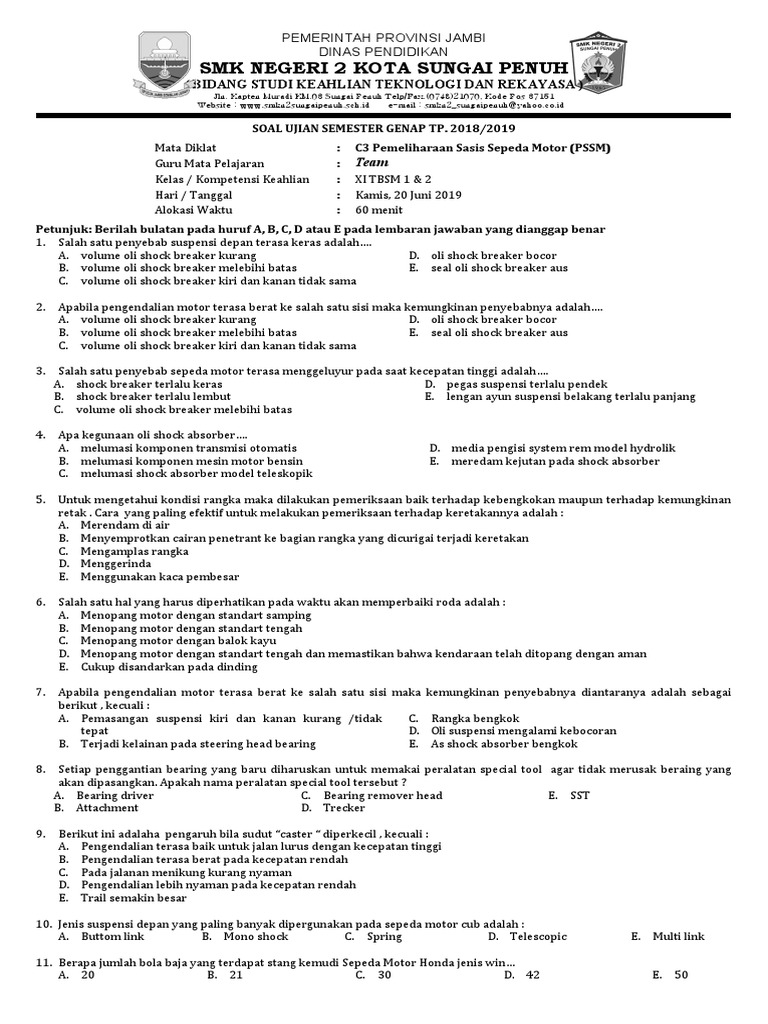 Soal PSSM Kelas Xi | PDF