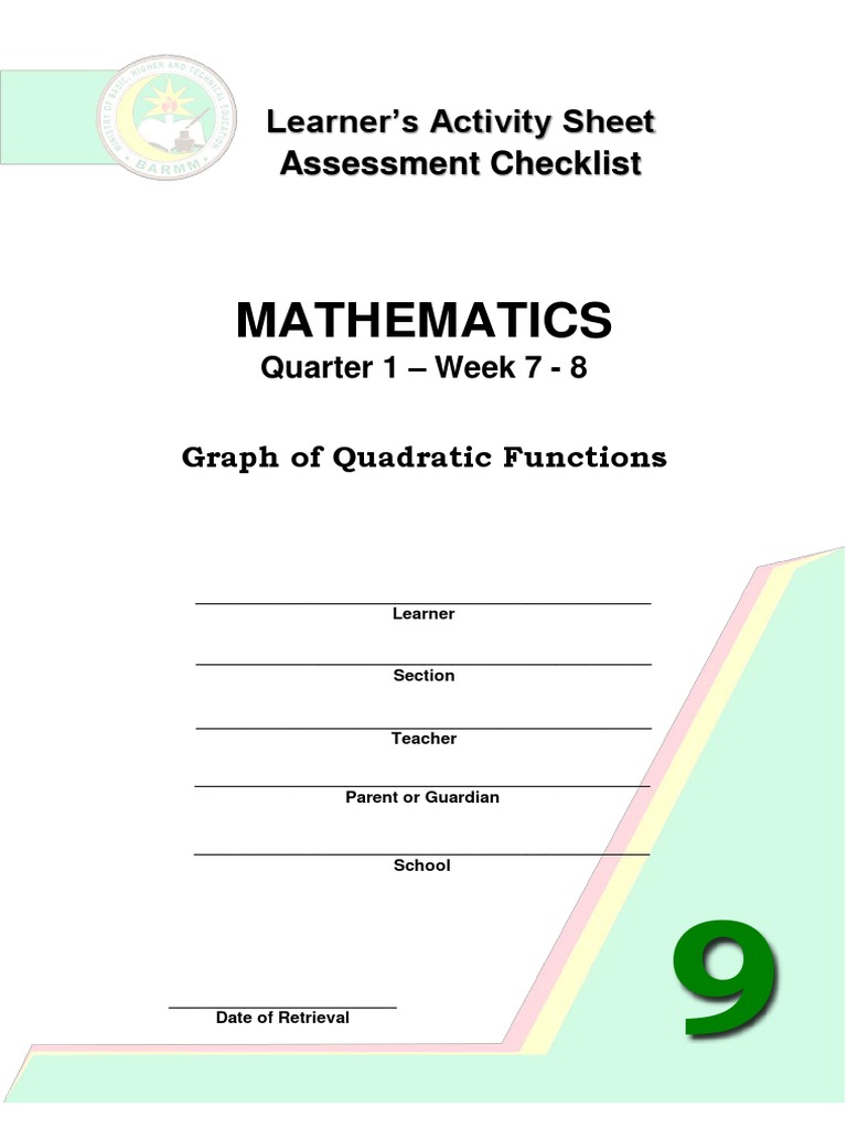 Mathematics: Learner's Activity Sheet Assessment Checklist | PDF ...