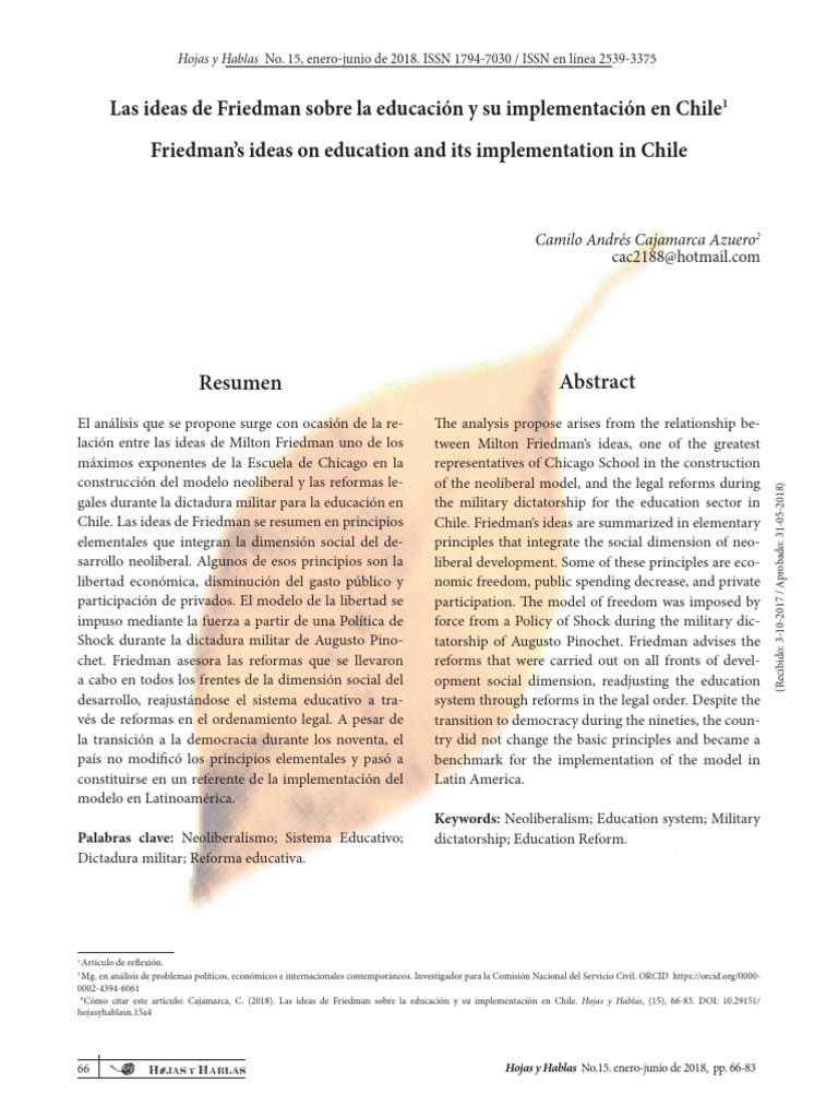 Las Ideas de Friedman Sobre La Educacion | PDF | Milton Friedman ...