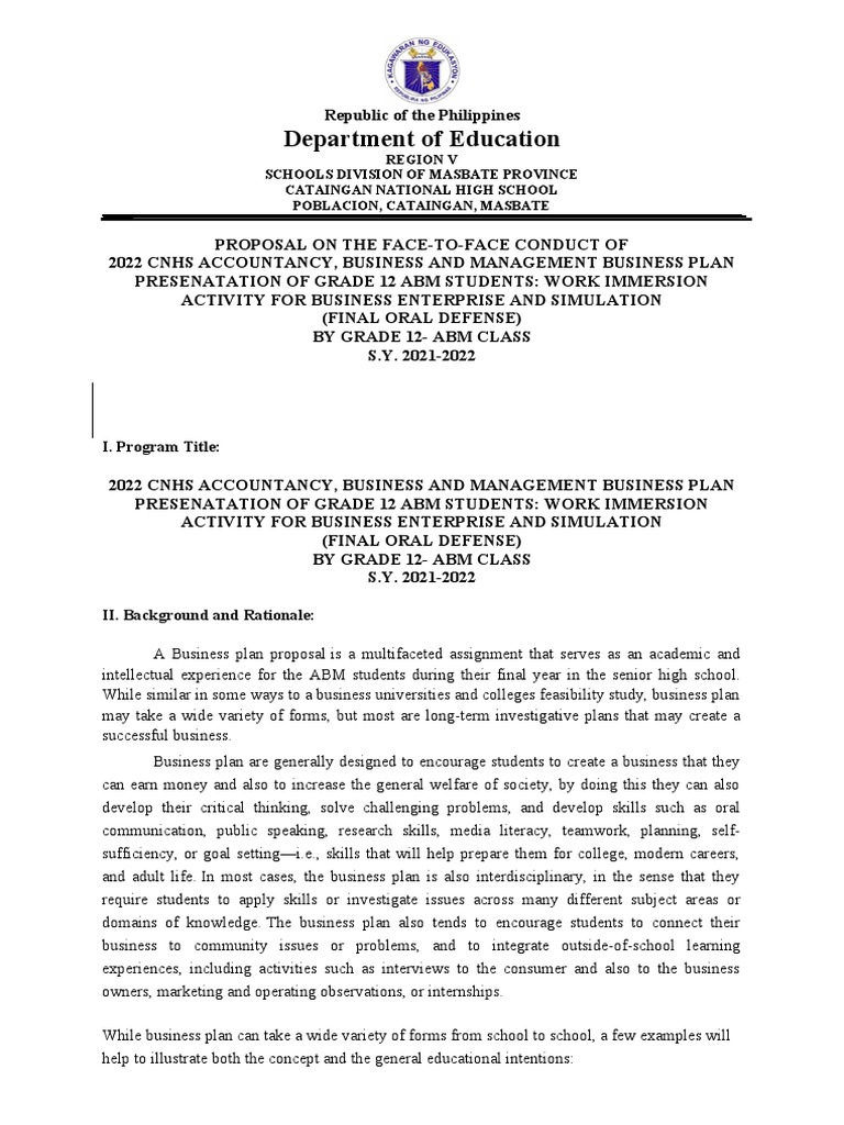 ABM-BUSINESS-PROPOSAL | PDF | Entrepreneurship | Business