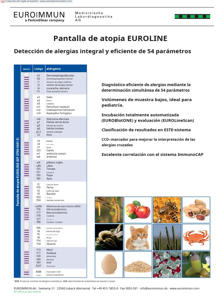 Euroline Atopy Screen - En.es | PDF | Alimentos | Comida y bebida