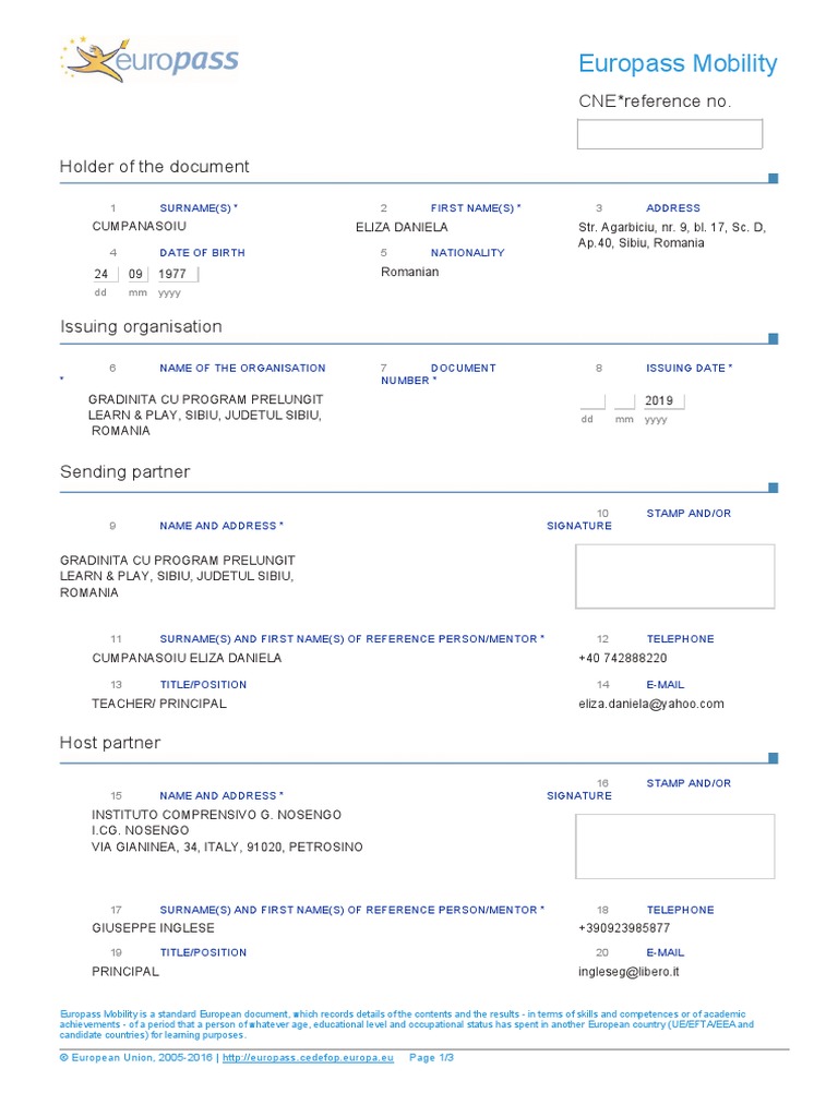 Europass Mobility Template en CNE Field | PDF | Academic Term