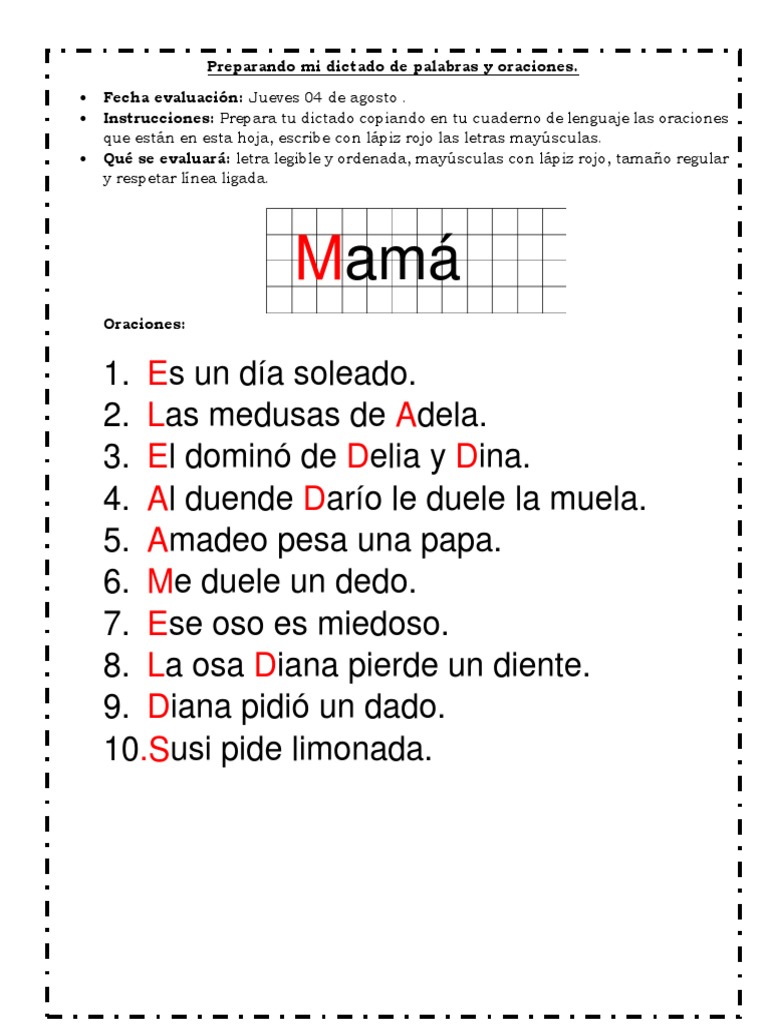 Dictado Consonante DD | PDF