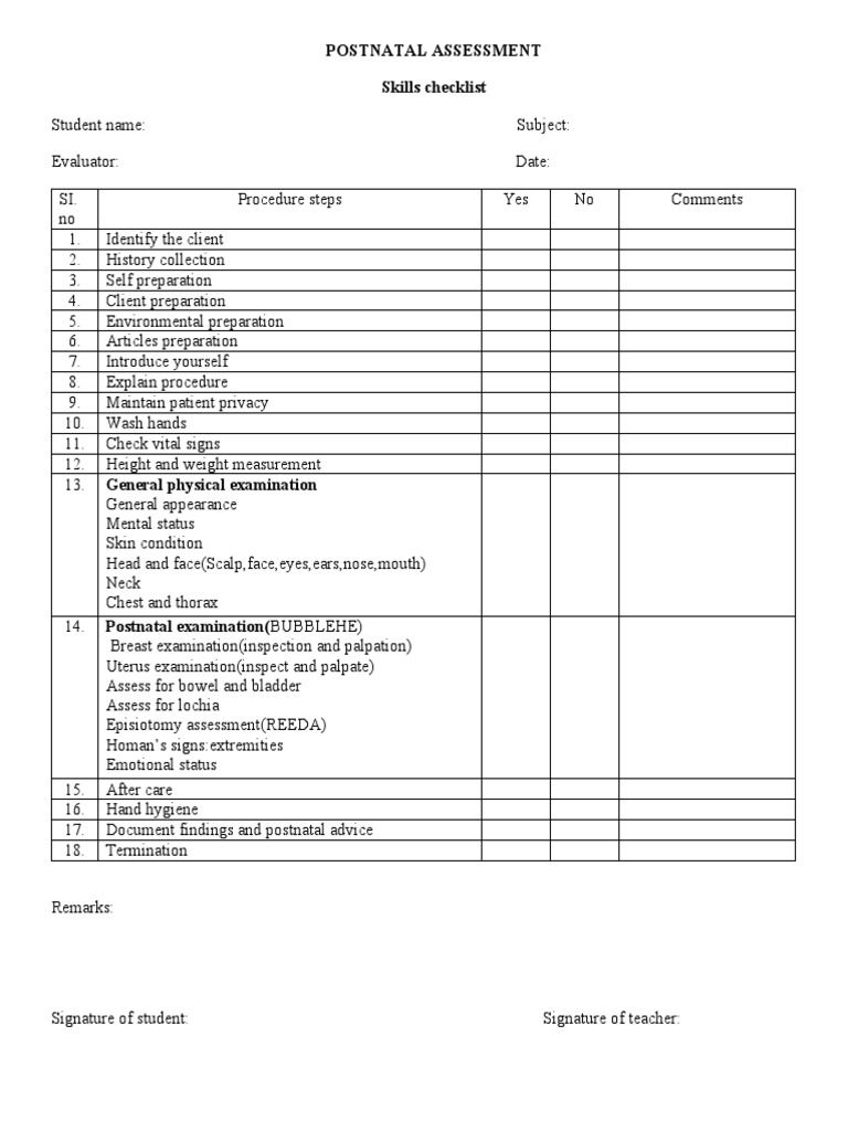 Postnatal Assessment | PDF Postnatal Assessment | PDF