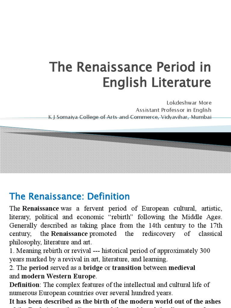 The Renaissance in English Literature | PDF | Renaissance | Italy
