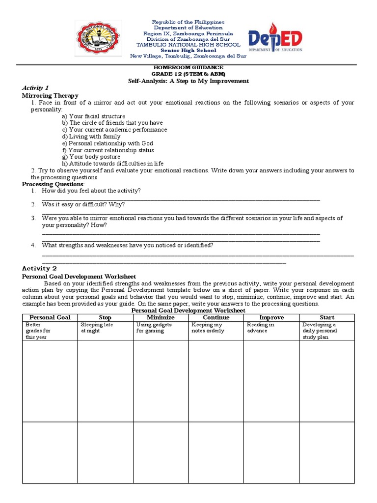 Activity 1: Homeroom Guidance Grade 12 (Stem & Abm) | PDF | Decision ...