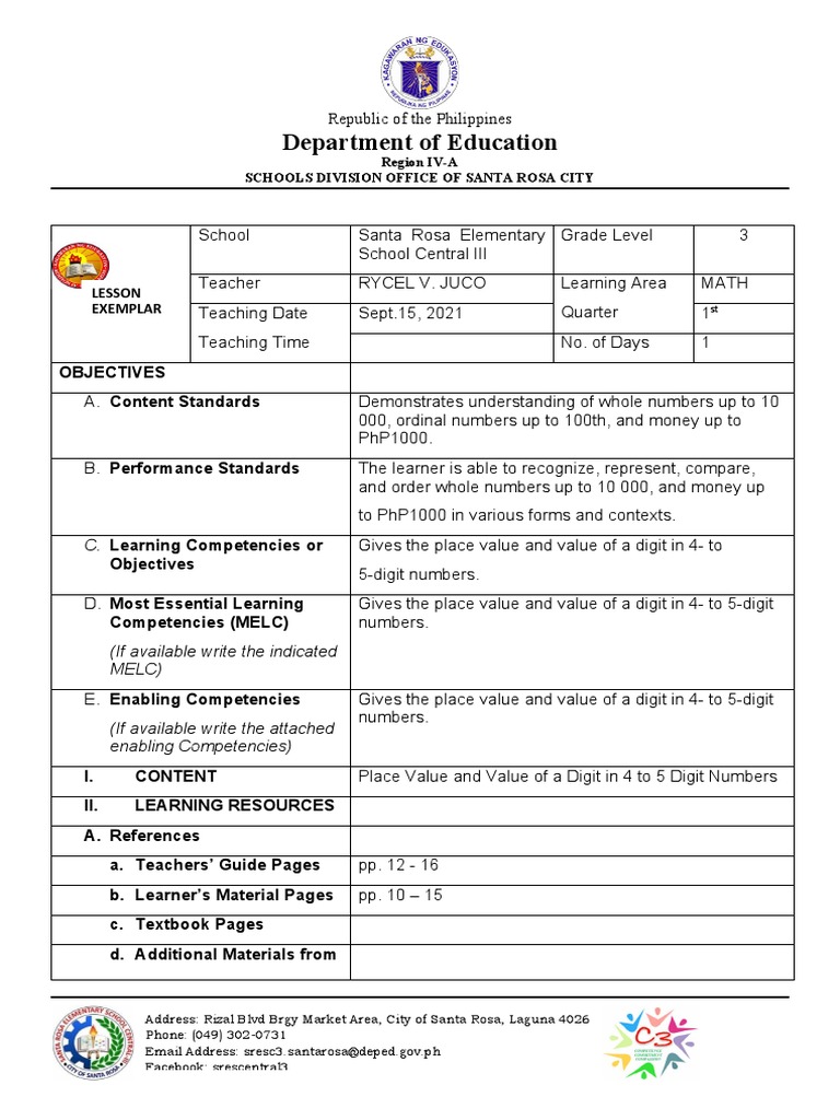 Department of Education: Objectives | PDF | Learning | Cognitive Science