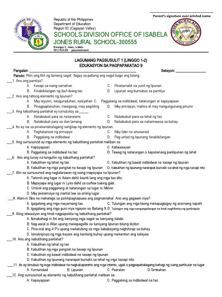 Summative-Test-Esp 1-4 | PDF Summative-Test-Esp 1-4 | PDF